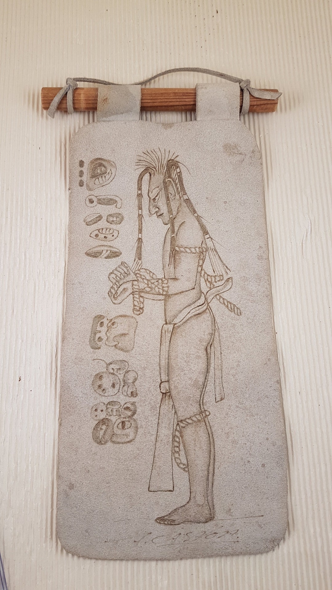 Vintage Aztecs Indian Tribal Painting on Leather Wall Decor - Etsy