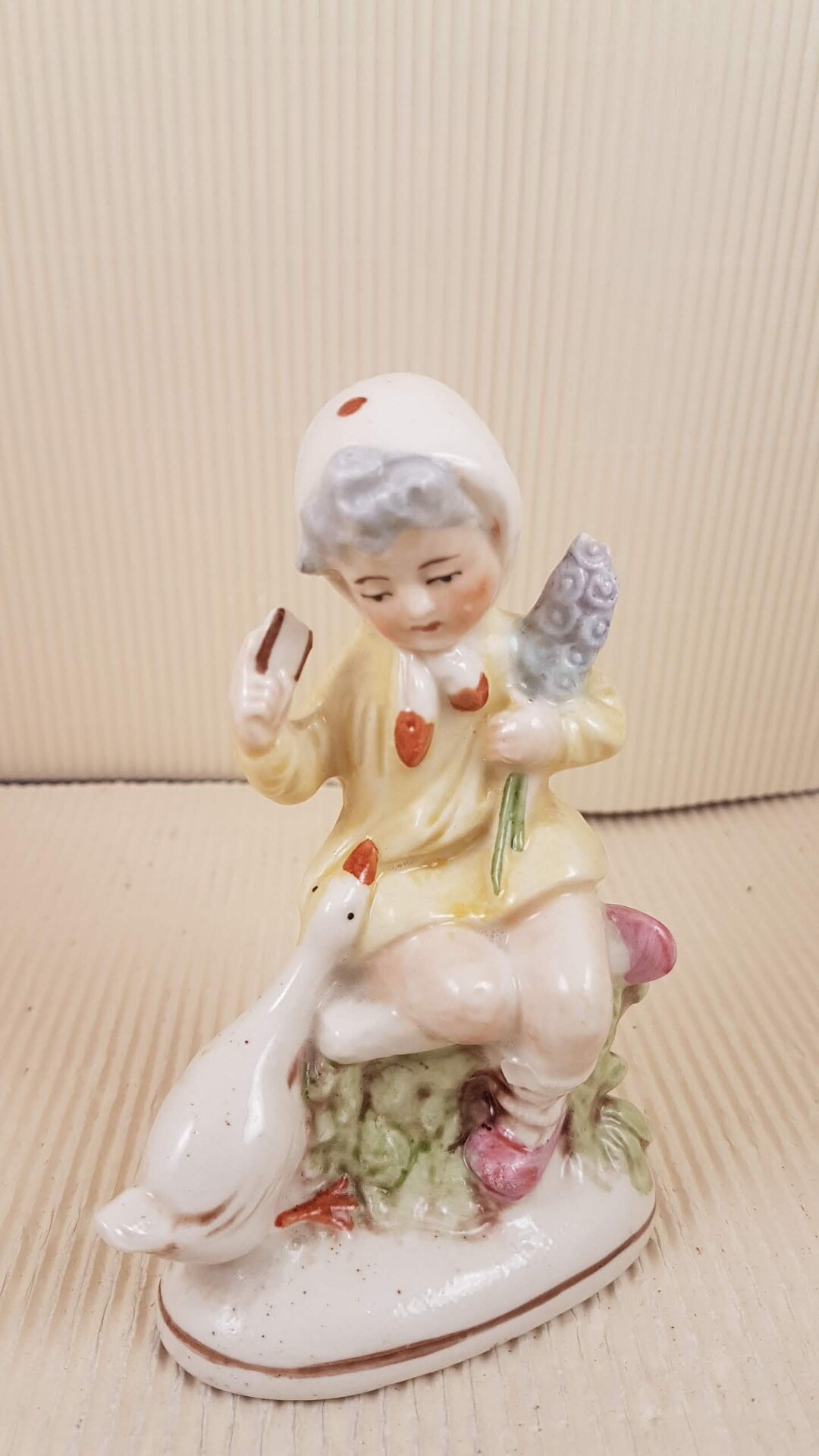 Vintage Porcelain Girl With Goose Figurine Germany Antique With Micro ...