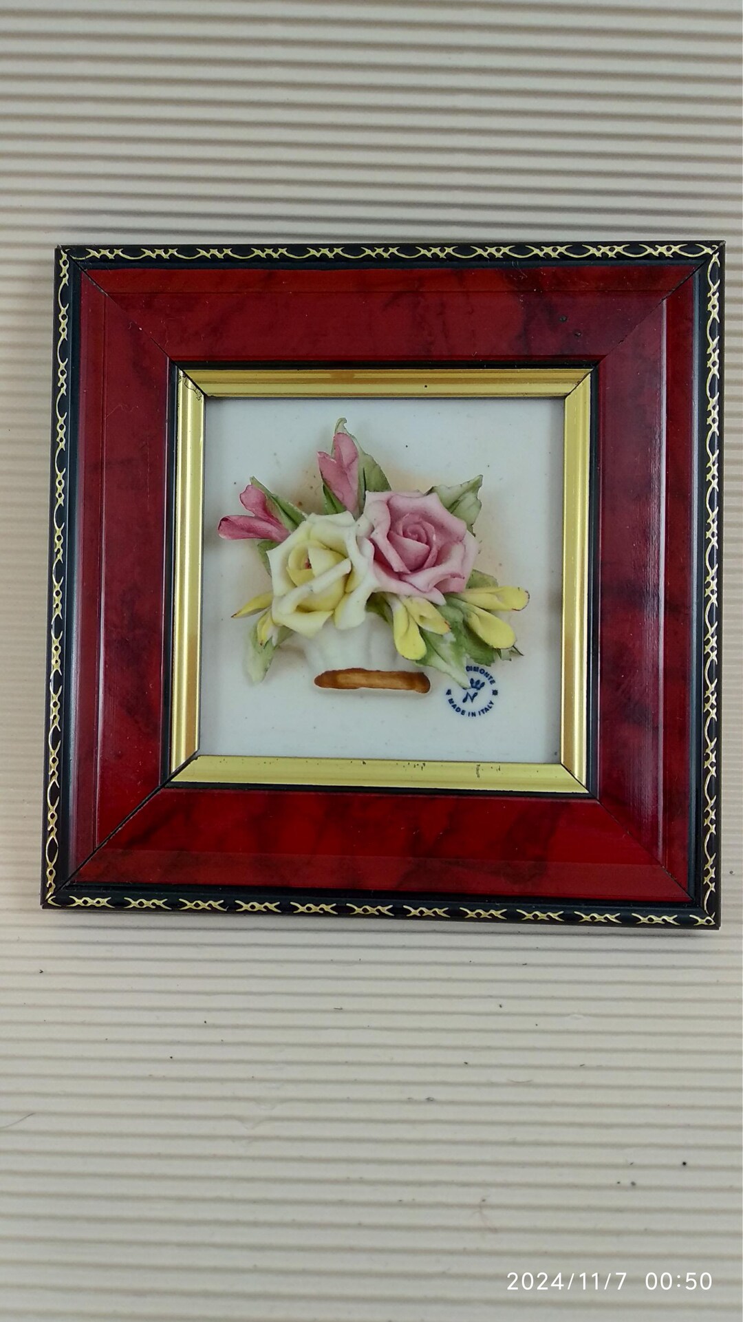 Vintage Capodimonte Signed 3D Porcelain Flowers Framed Wall Plaque Italy. - Etsy