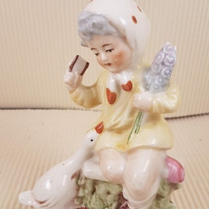 Vintage Porcelain Girl With Goose Figurine Germany Antique With Micro ...