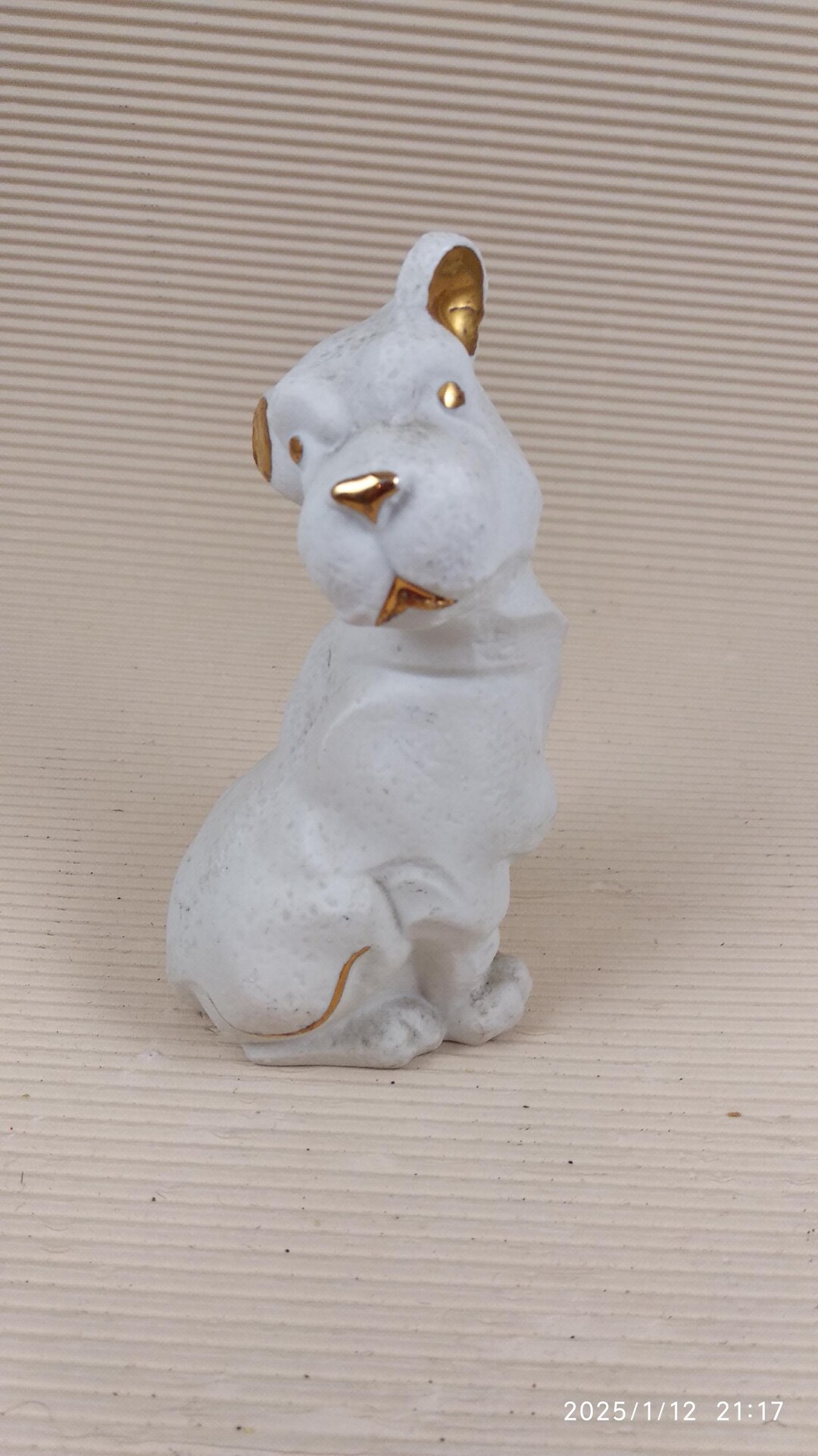 Vintage Porcelain Mini Dog Figurine White With Gold Spain Porcelain - Etsy