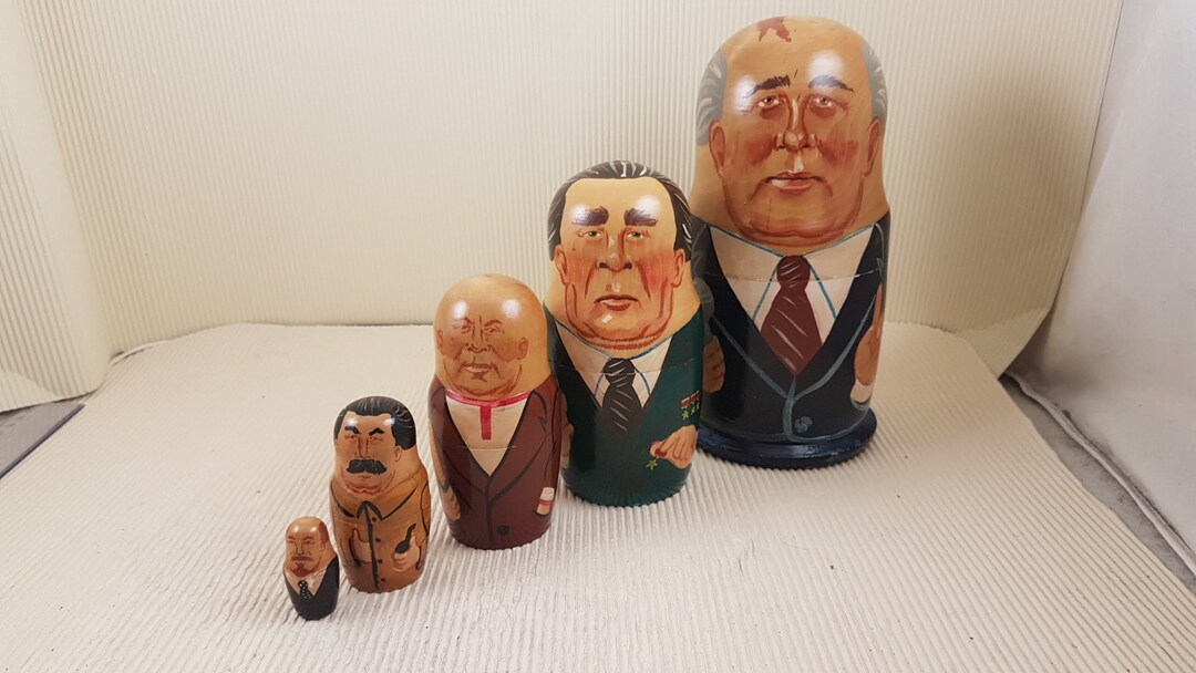 Hand-painted Vintage Wood Nesting Dolls, Russian Political Leaders ...