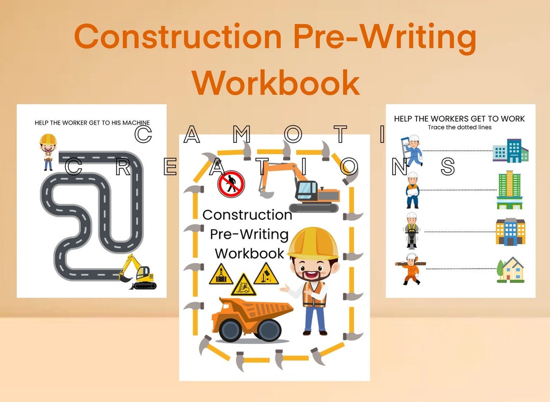 Construction Pre-writing Workbook, Writing Practice Workbook for ...