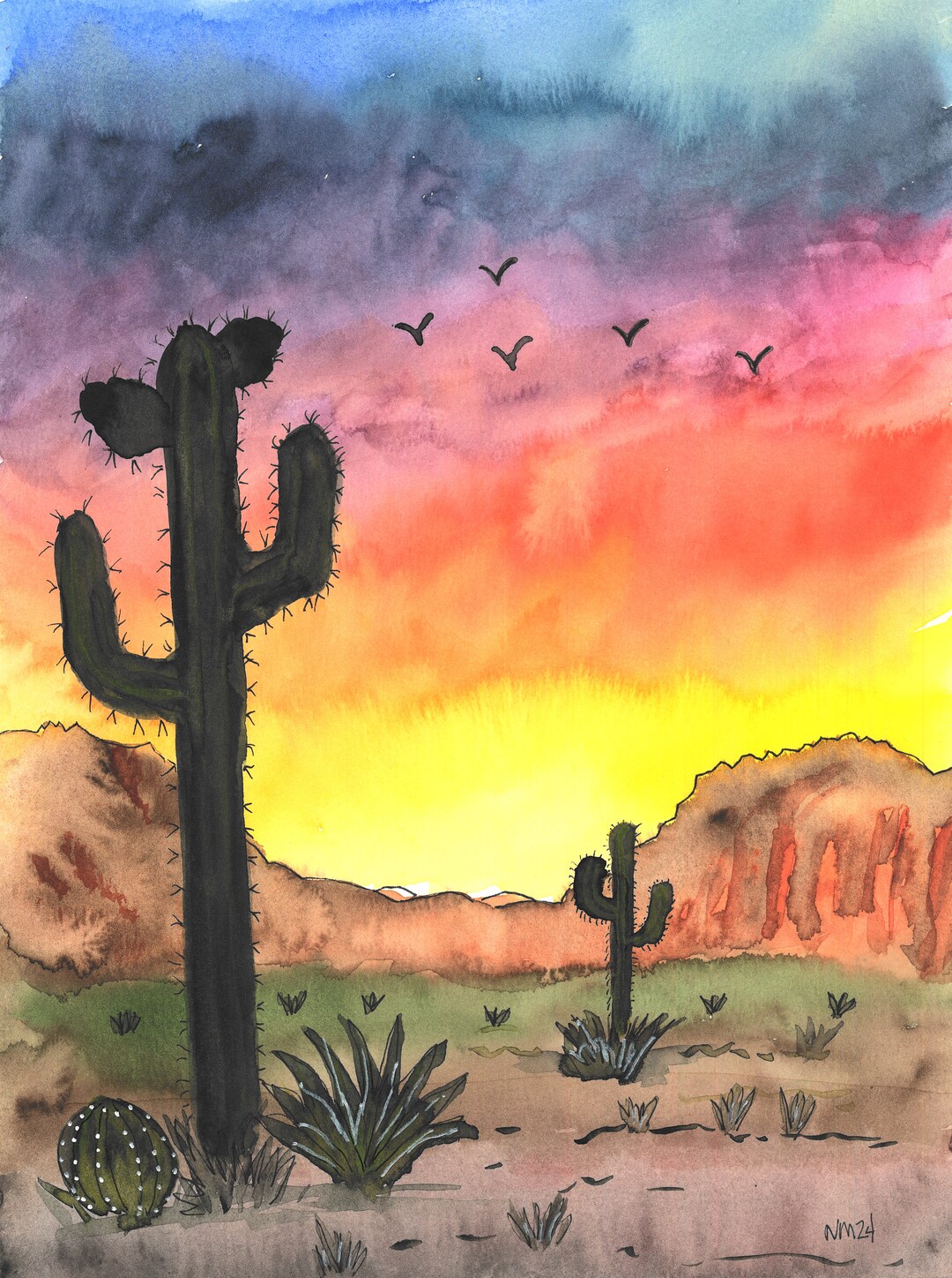 Whimsical Desert Note Cards - Etsy