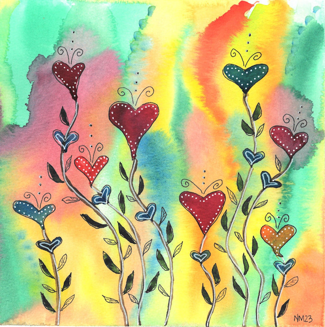 Whimsical Hearts and Fat Birds Note Cards - Etsy