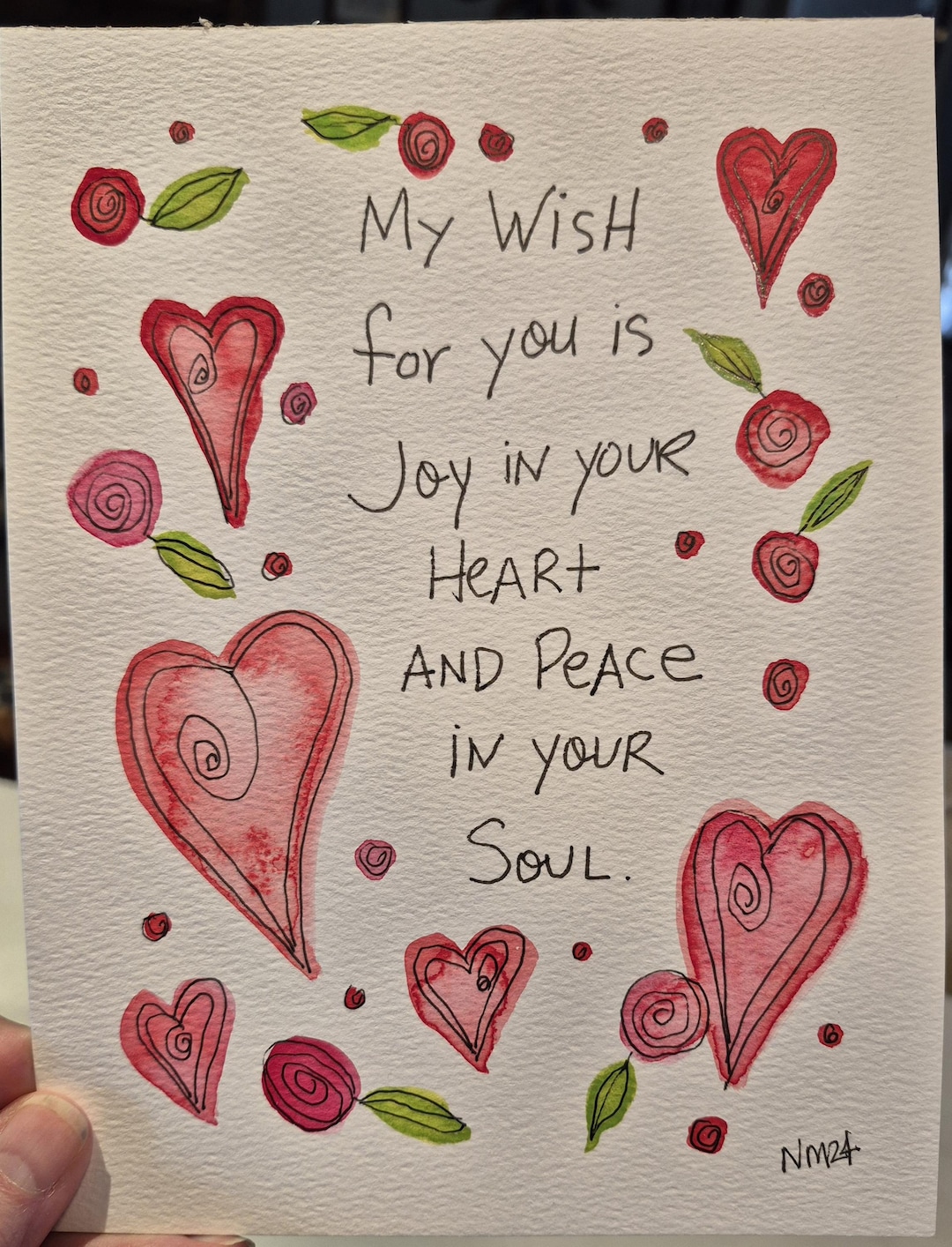Hand-painted Original Watercolor Whimsical Painting of Hearts and ...