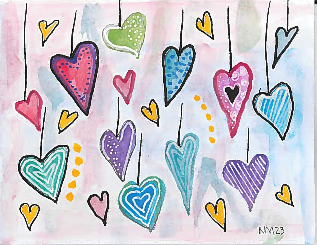 Whimsical Hearts and Fat Birds Note Cards - Etsy