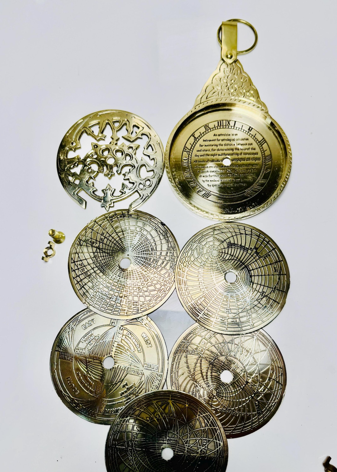 Handcrafted Vintage Brass Astrolabe – English Globe 8” – Nautical ...