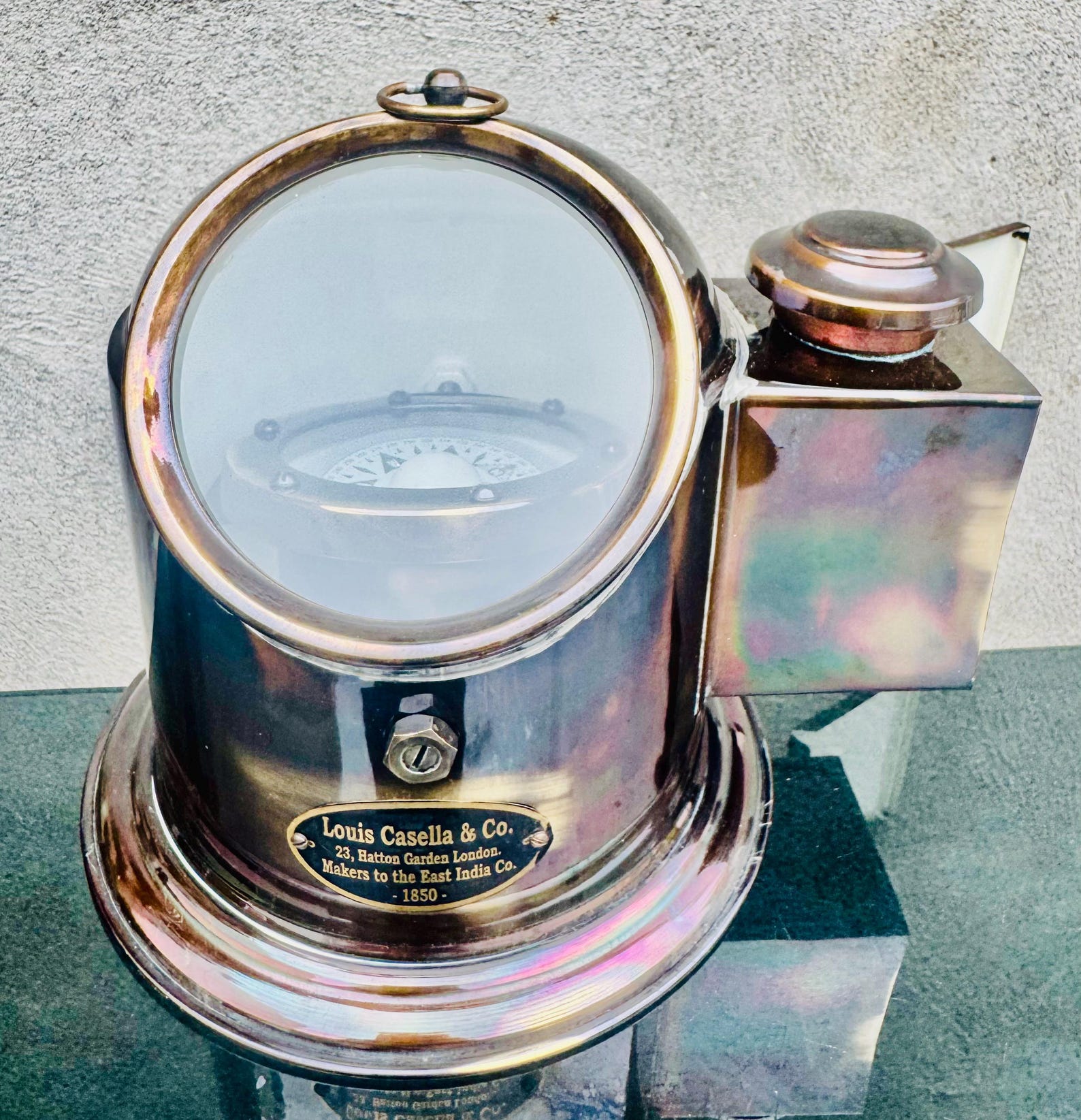 Antique Nautical Brass Gimbal Oil Lamp With Binnacle Compass | Vintage ...