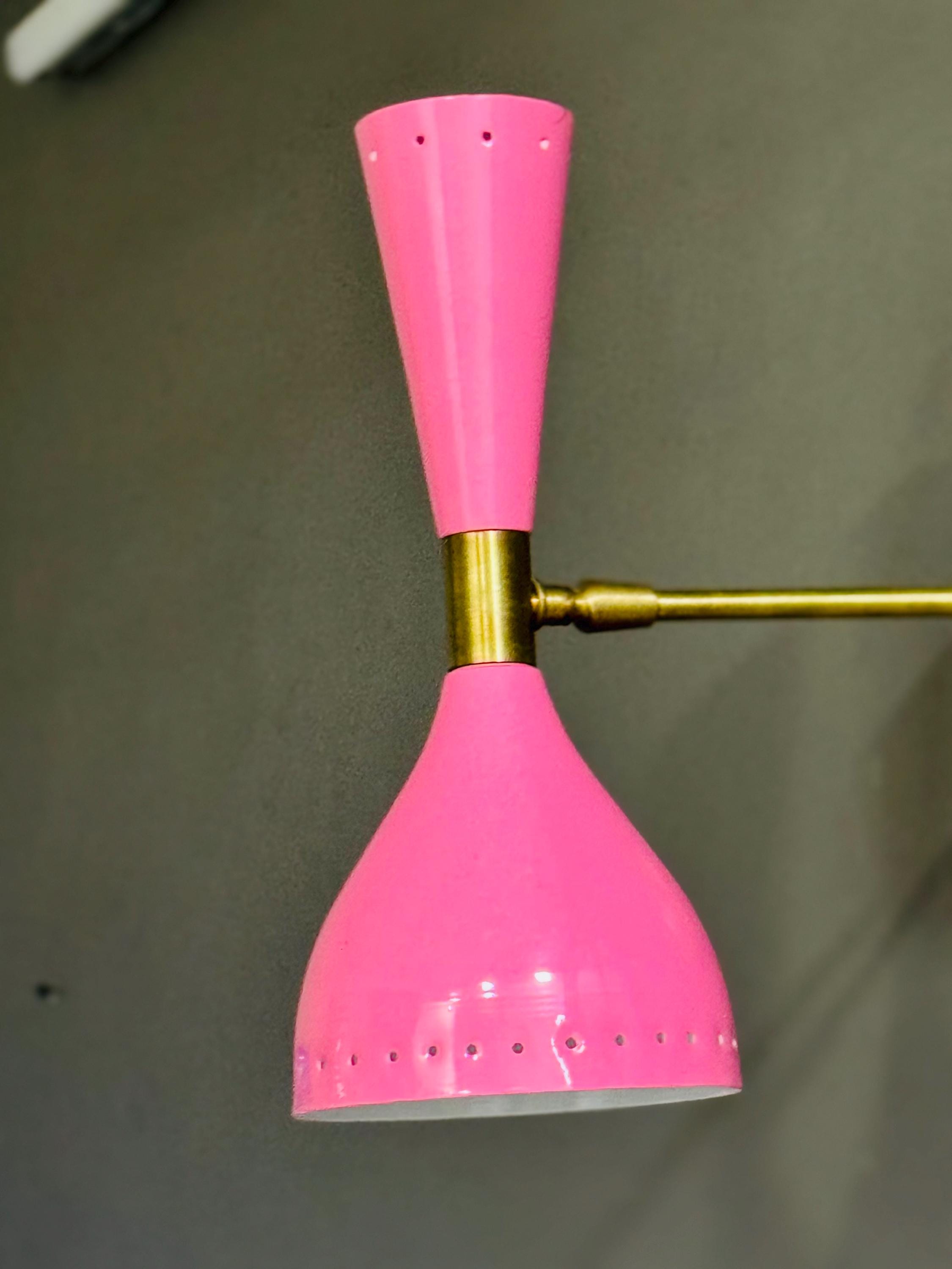 Pink Brass Wall Sconce, Mid Century Modern Lamp, Mauve Magenta Shade - Etsy