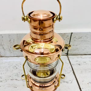 Nautical Brass Copper Anchor Oil Lantern 14 Inch Hanging Ship Lamp - Etsy