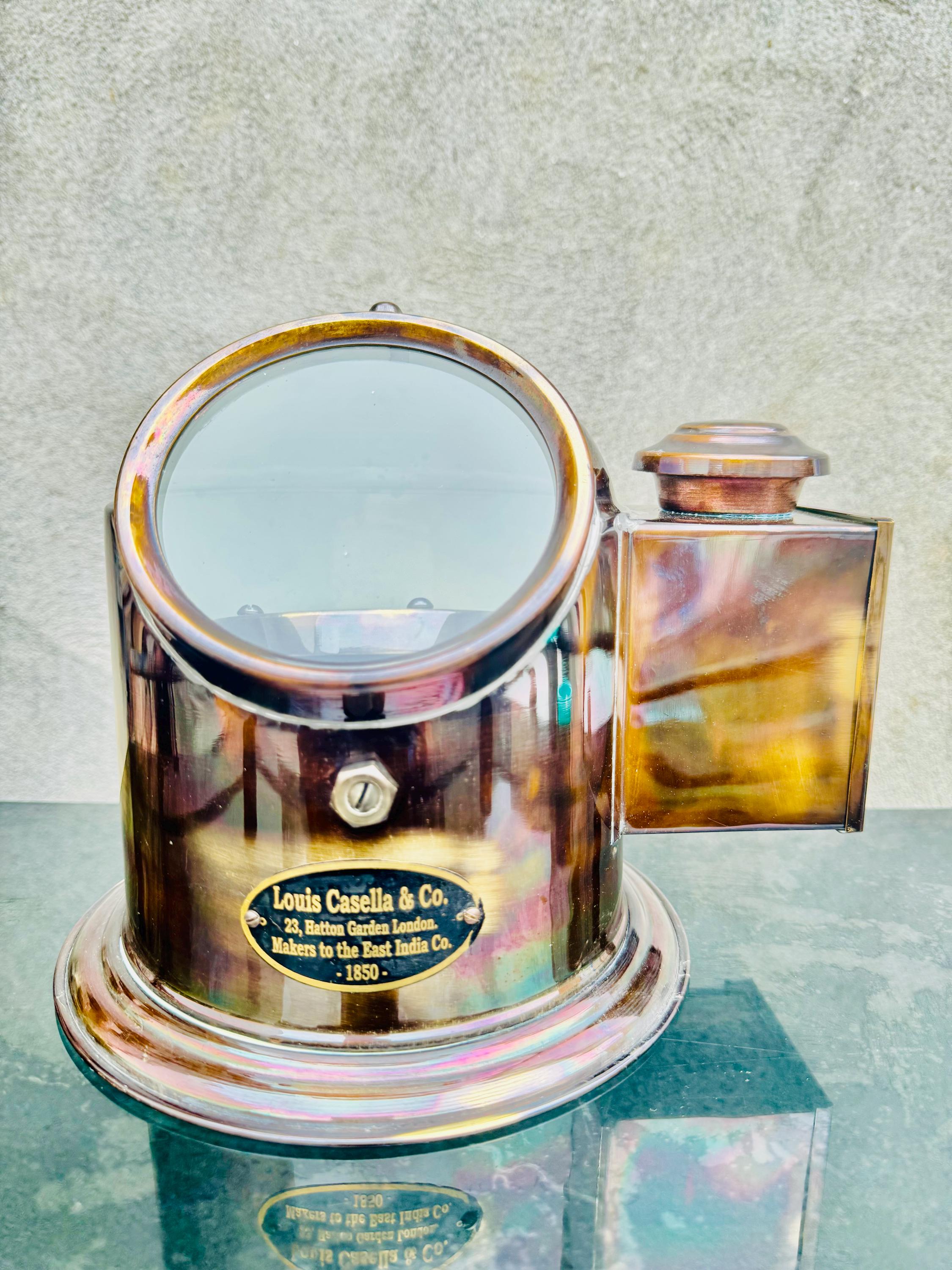 Antique Nautical Brass Gimbal Oil Lamp With Binnacle Compass | Vintage ...