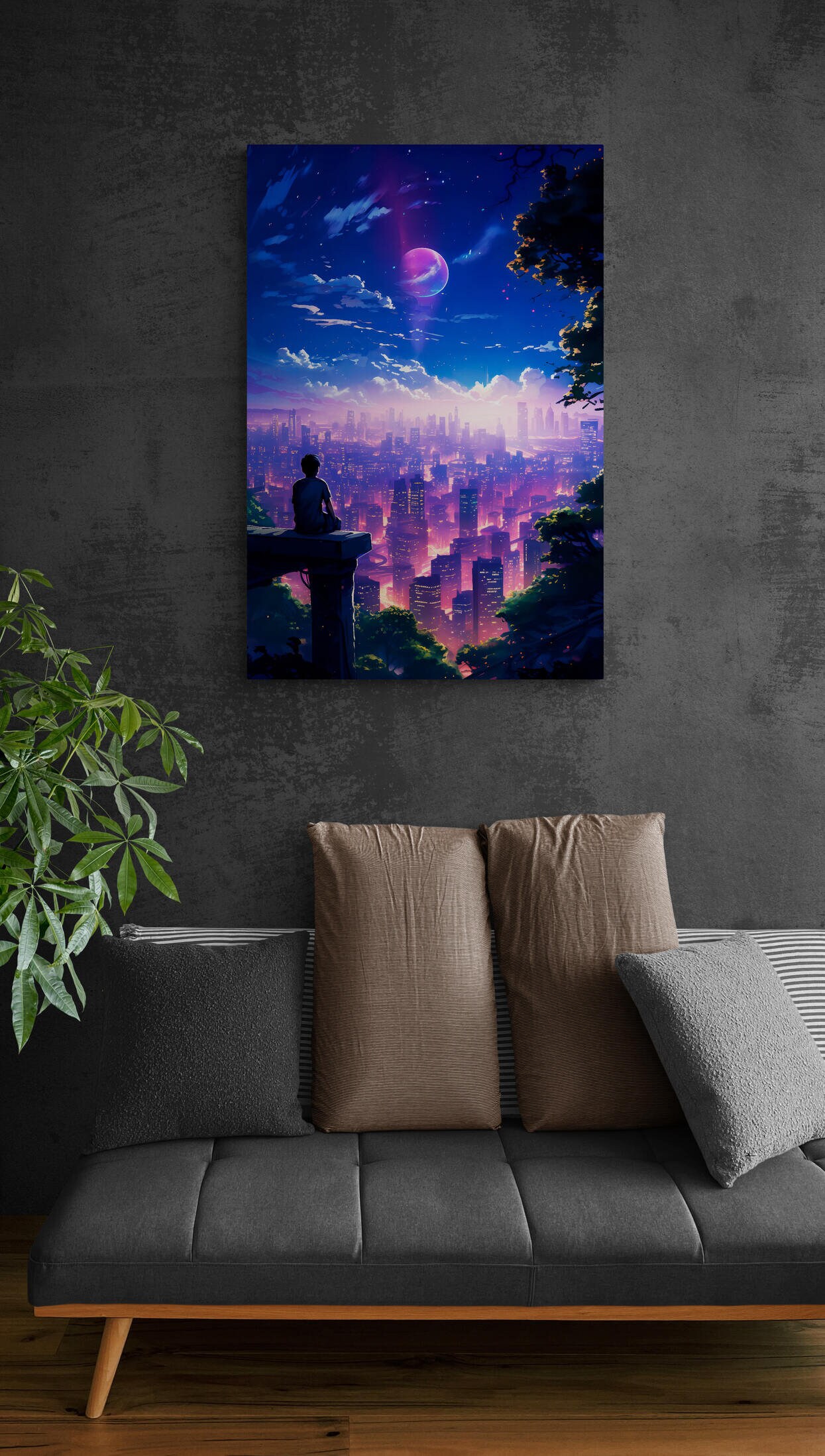 Cyberpunk City Digital Wall Art Futuristic Printable Art - Etsy