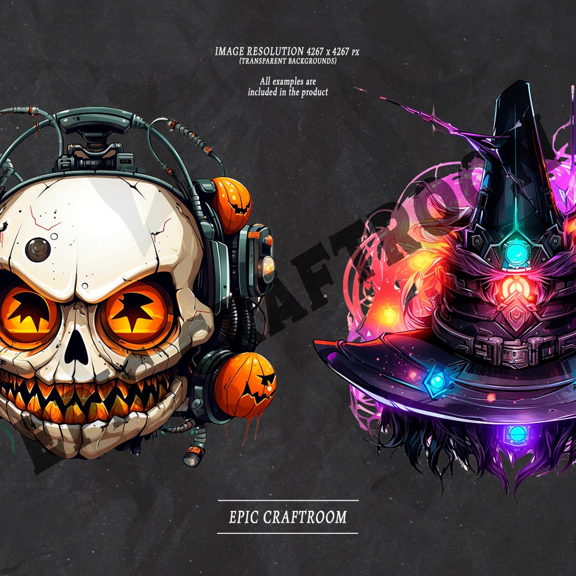 30 Halloween Cyberpunk Clipart Bundle HQ Halloween Clip Art PNG & JPG ...