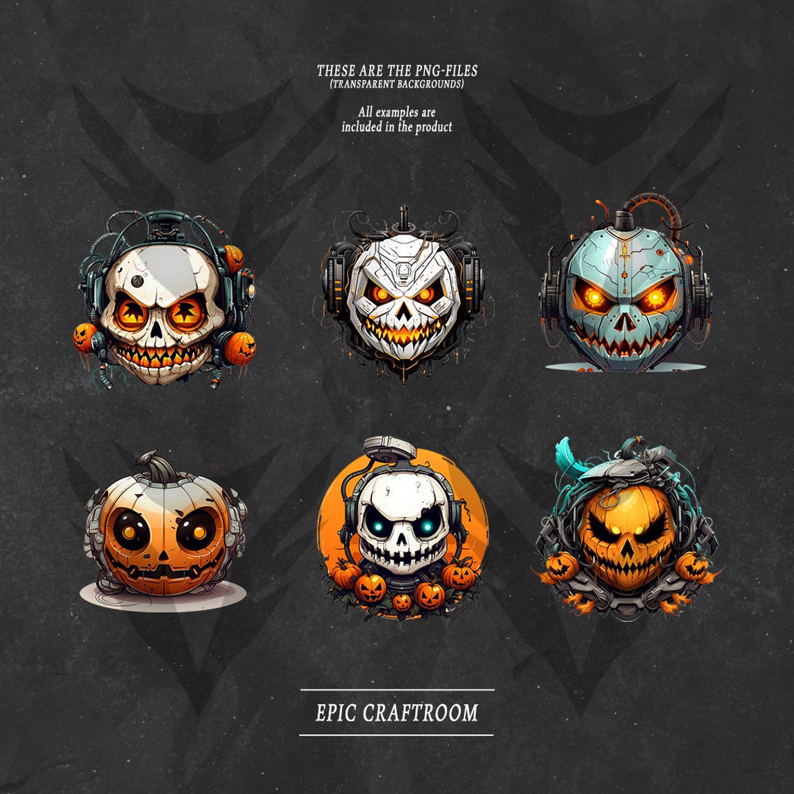 30 Halloween Cyberpunk Clipart Bundle HQ Halloween Clip Art PNG & JPG ...