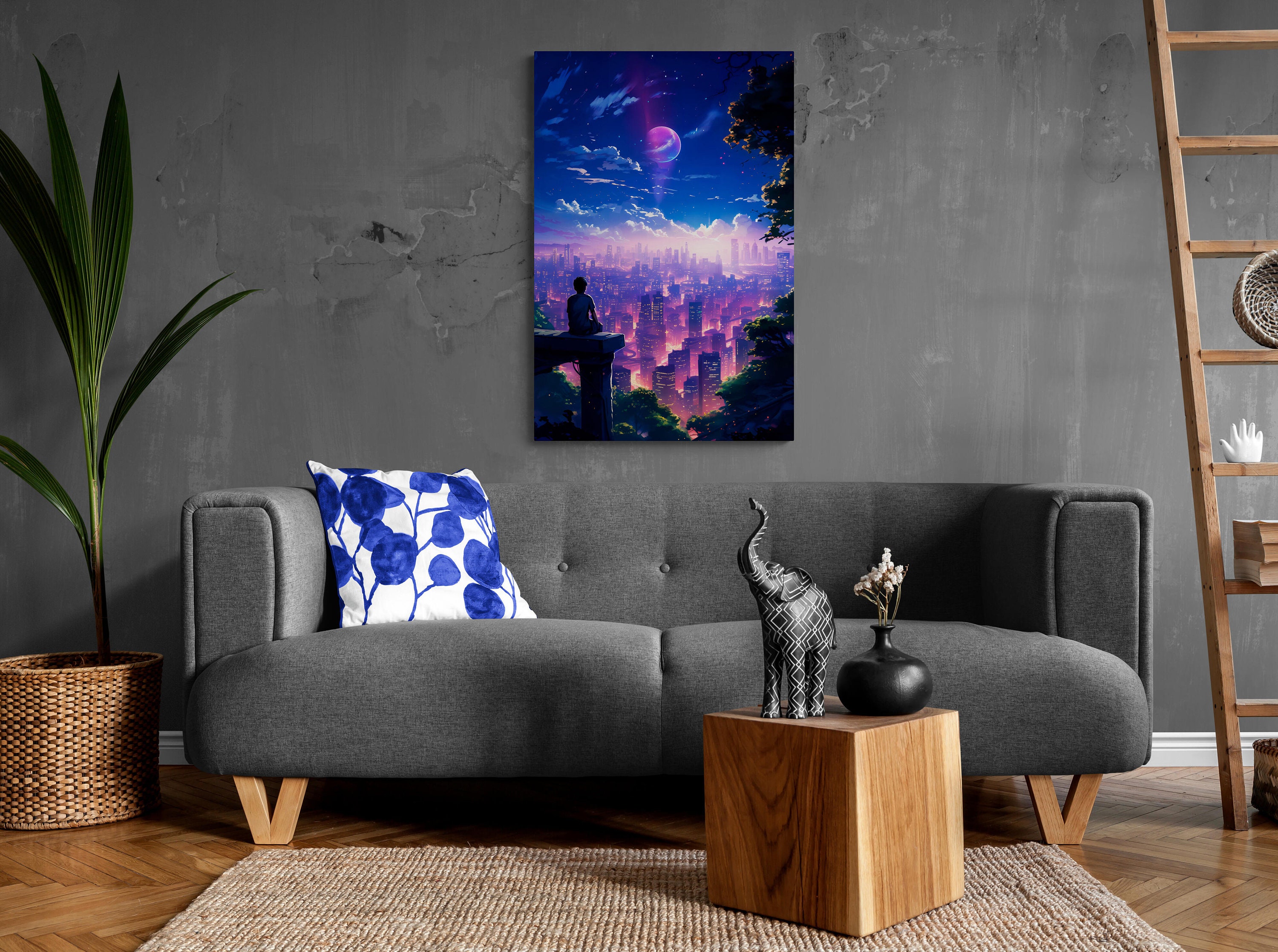 Cyberpunk City Digital Wall Art Futuristic Printable Art - Etsy