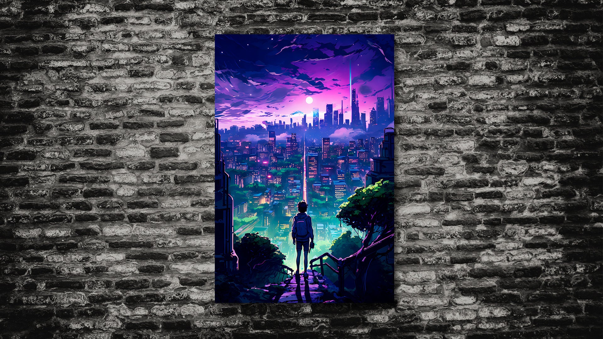 Cyberpunk City Printable Art — Digital Prints, City Art, Anime Art ...