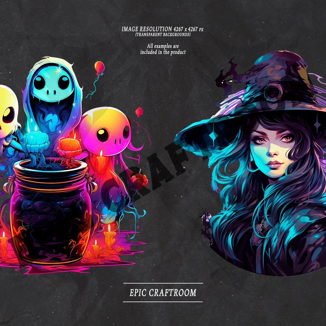 30 Halloween Cyberpunk Clipart Bundle HQ Halloween Clip Art PNG & JPG ...
