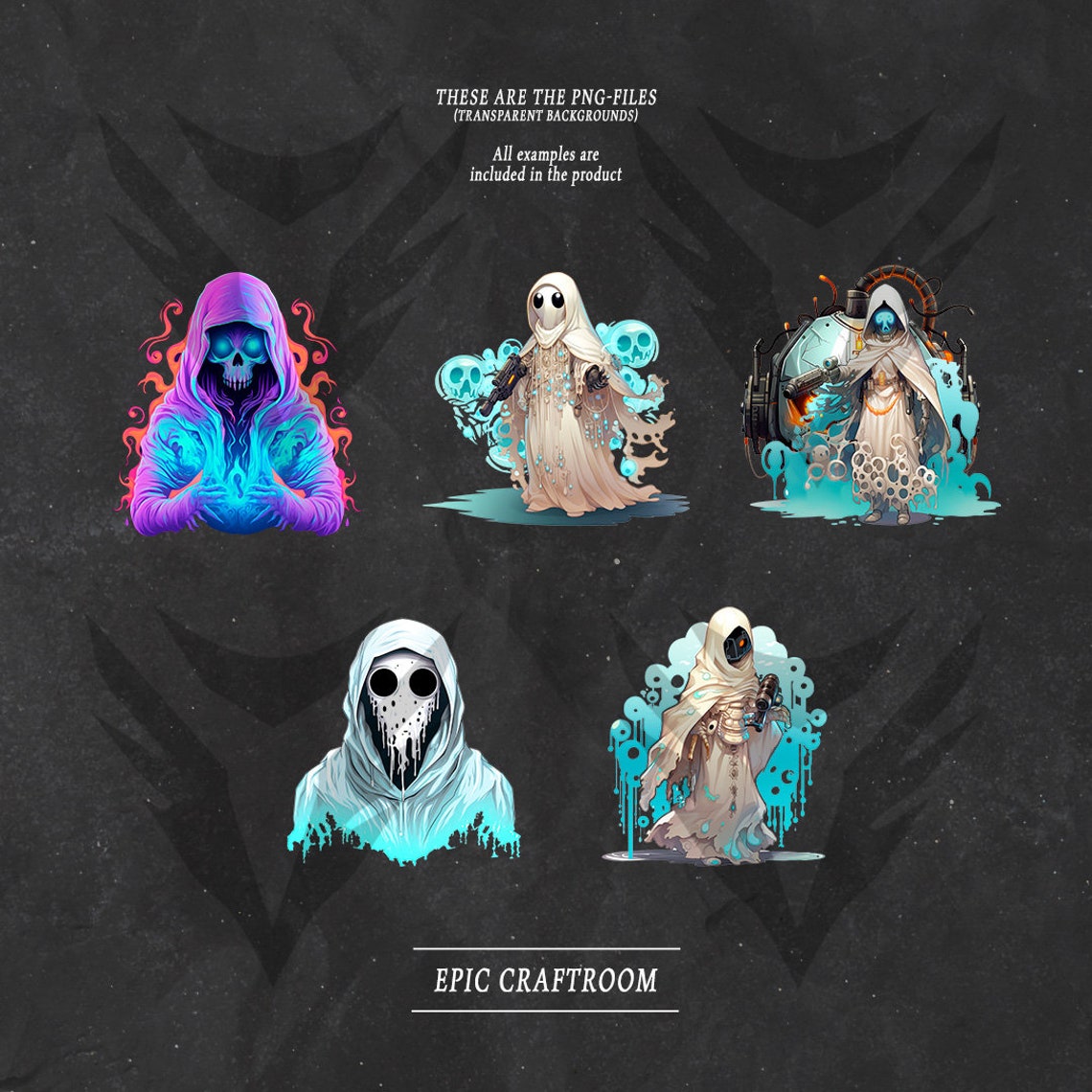 30 Halloween Cyberpunk Clipart Bundle HQ Halloween Clip Art PNG & JPG ...