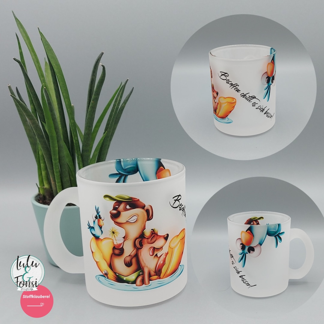 Glass Mug chilling Drunk, Satin Finish, Tea Mug, Meerkat, Funny Mug - Etsy