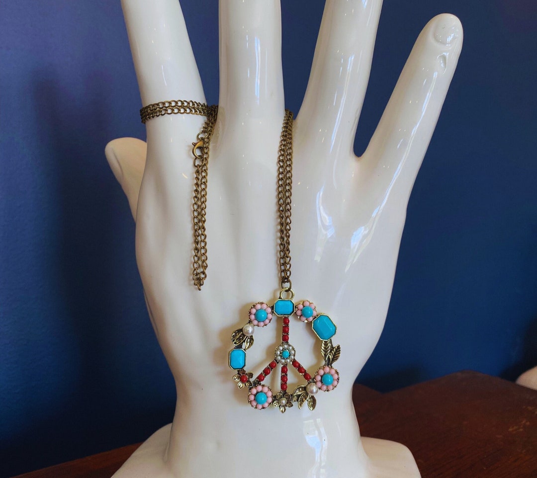 Vintage Peace Sign Costume Jewelry Necklace - Etsy