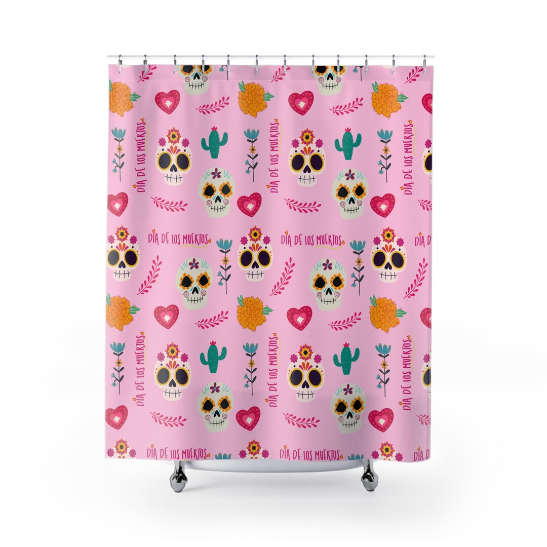 Pink Day of the Death Shower Curtain Dia De Los Muertos - Etsy