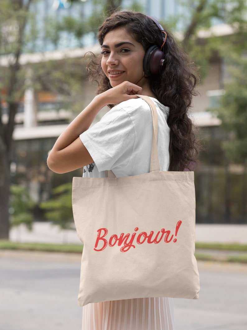 Bonjour France Canvas Tote Bag, Aesthetic Beach Grocery Bag - Etsy