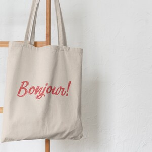 Bonjour Tote Bag, France Theme Bag, Bonjour Bag, Canvas Tote Bag ...