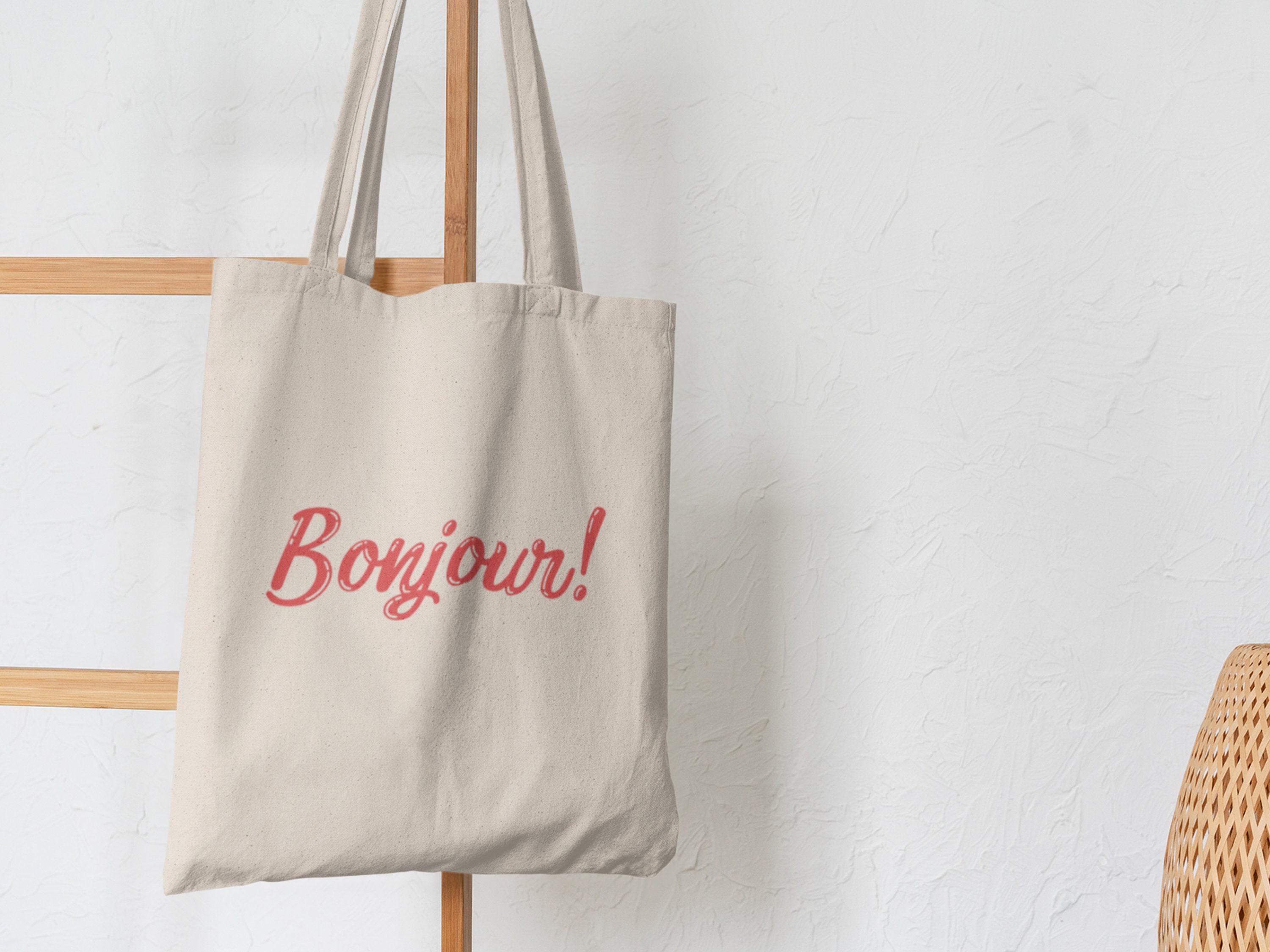 Bonjour Tote Bag, France Theme Bag, Bonjour Bag, Canvas Tote Bag ...