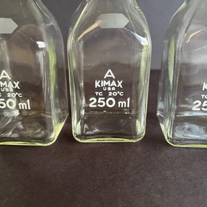 Set of Three 250 Ml Kimax Glass Volumetric Flasks With 3 Cork Stoppers ...
