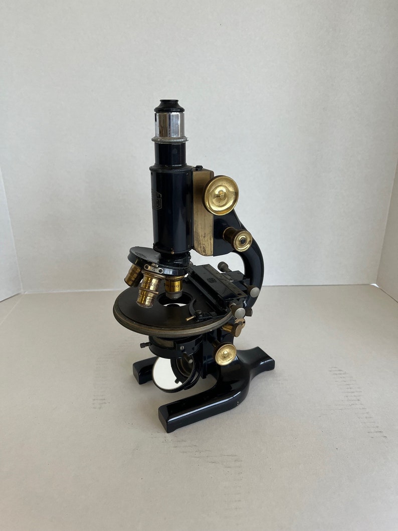 Vintage 1930s Spencer Monocular Compound Light Microscope With Wooden ...
