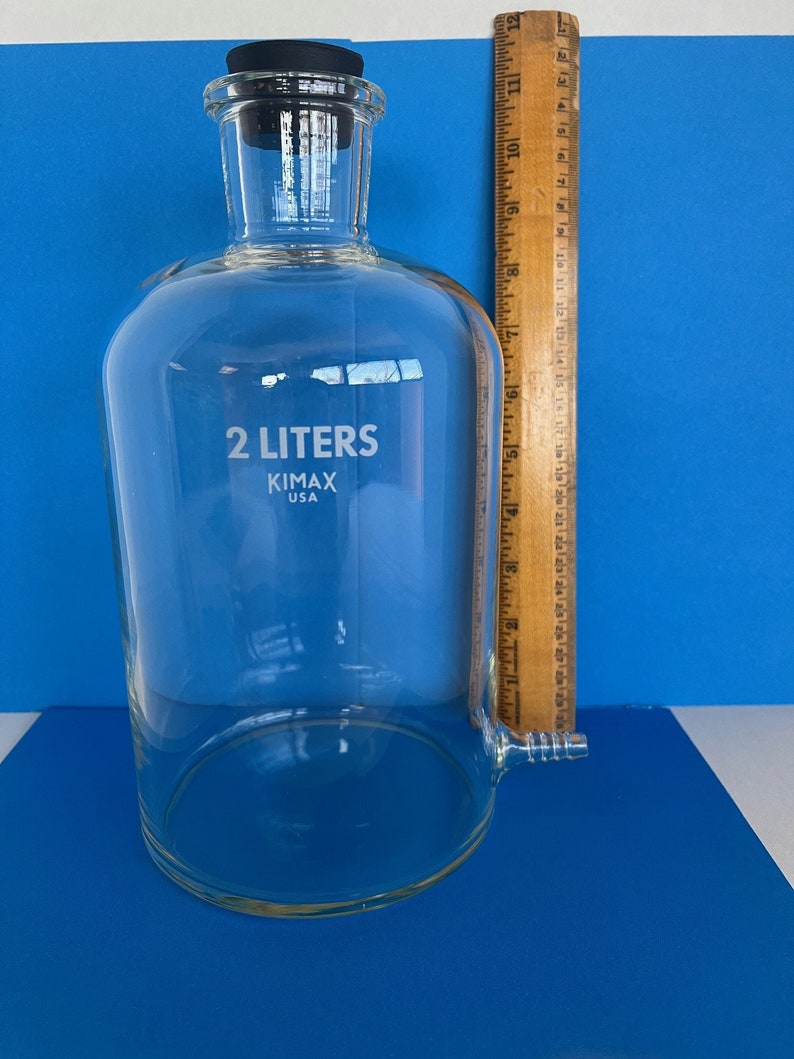2 Liter Kimax Glass Aspirator Bottle With Bottom Drain and Rubber ...