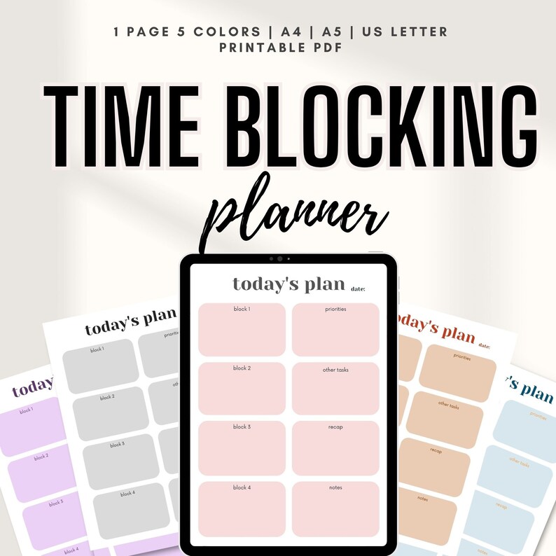 Time Blocking Template, Pomodoro Planner, Daily Planner Printable ...
