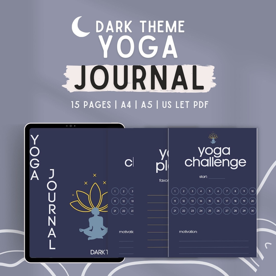 Yoga Practice Journal Printable Dark Mode Goodnotes Template - Etsy