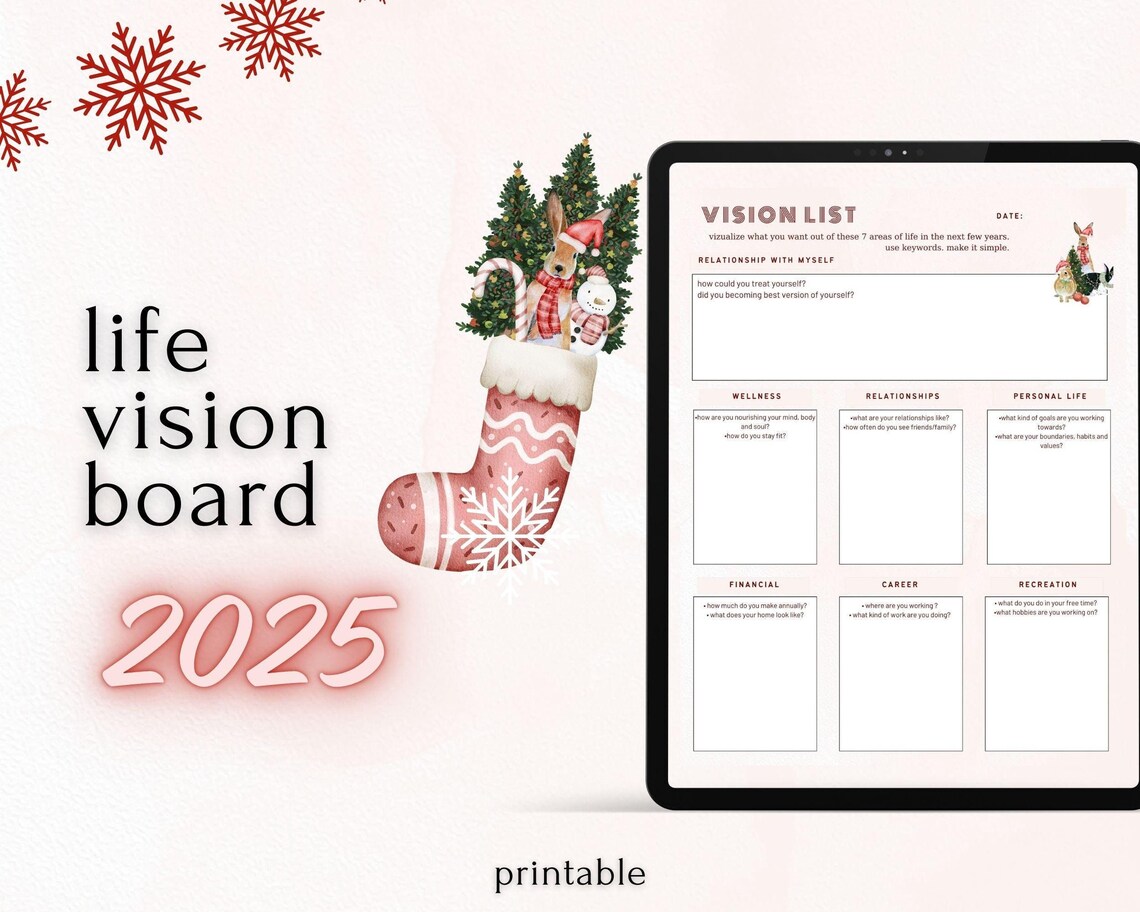 2025 Vision Board Journal Life Vision List Pdf, Future Self Vision ...