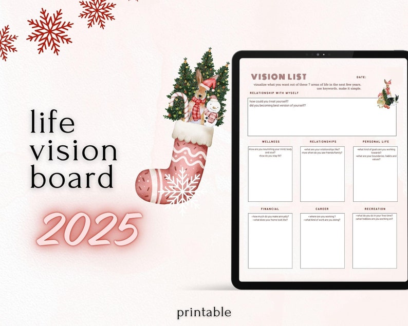 2025 Vision Board Journal Life Vision List Pdf, Future Self Vision ...