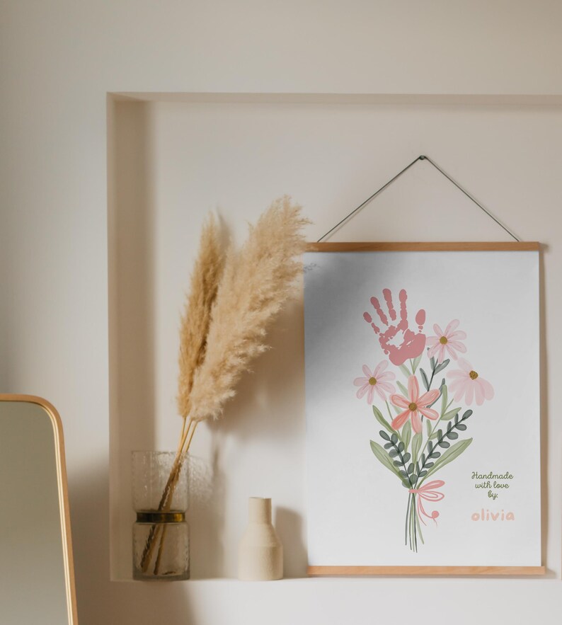 Handprint Art Print Mothers Day Flower Handprint Craft for Toddlers ...