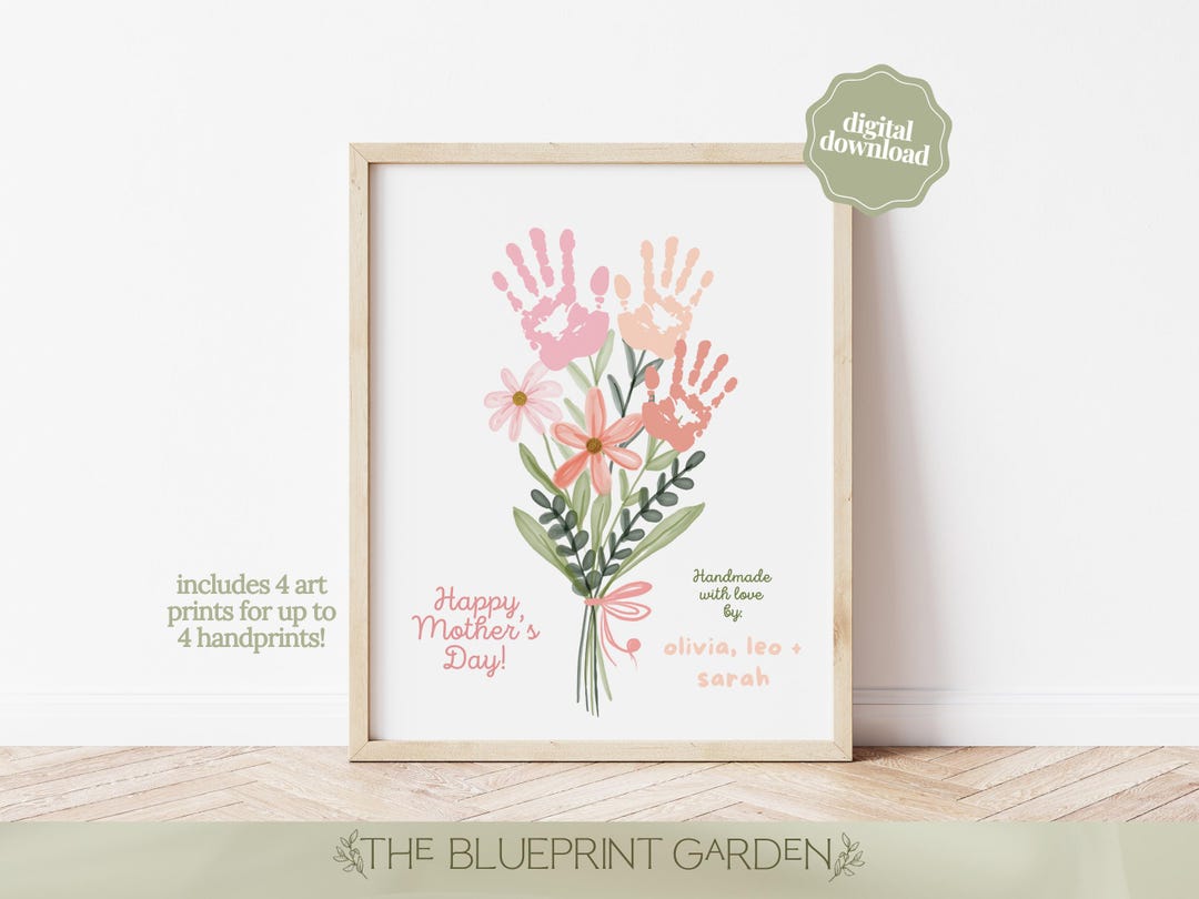 Mothers Day Handprint Flower Art Print Handprint Craft for Toddlers ...