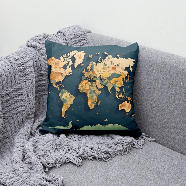 World Map Pillow - Etsy