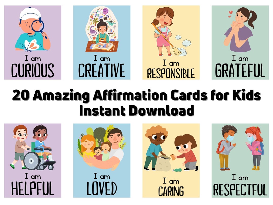Affirmation Cards for Kids, Printable , Positive Affirmation Cards ...