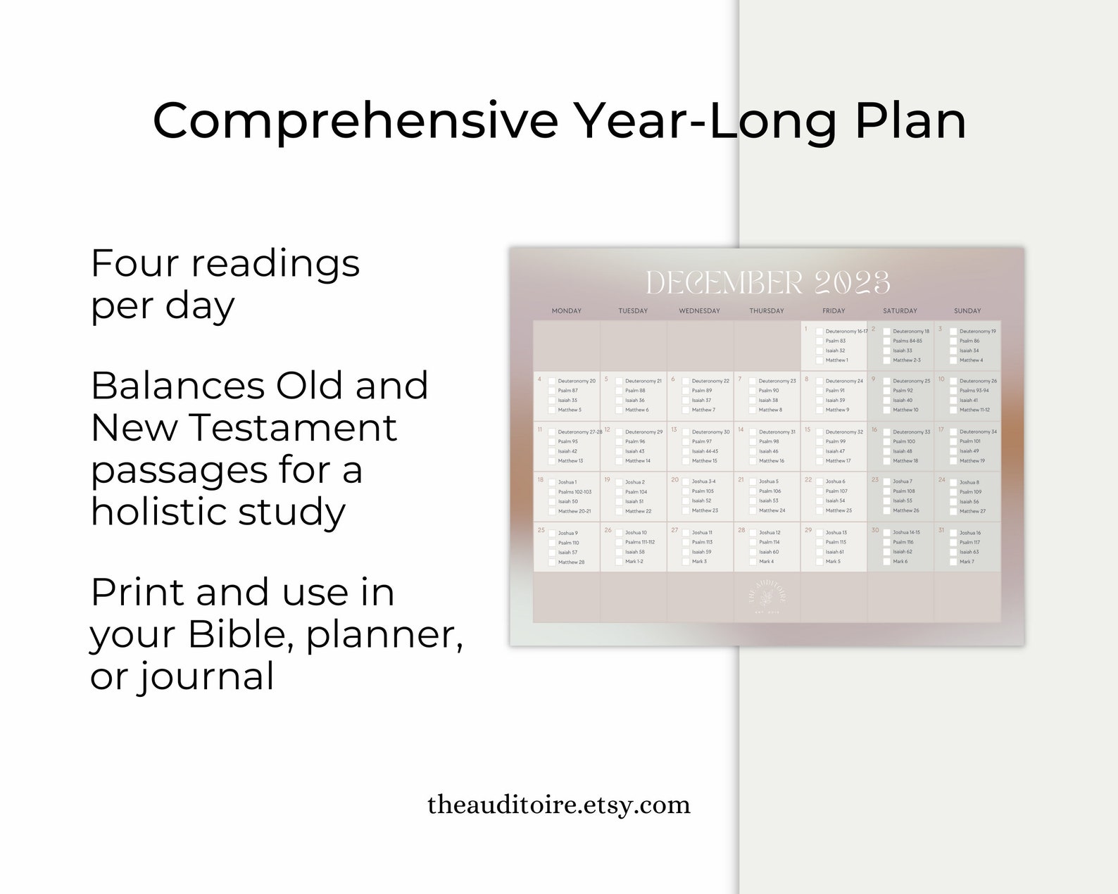Printable Daily Bible Reading Plan 2023-2024 4 Readings per Day Read ...
