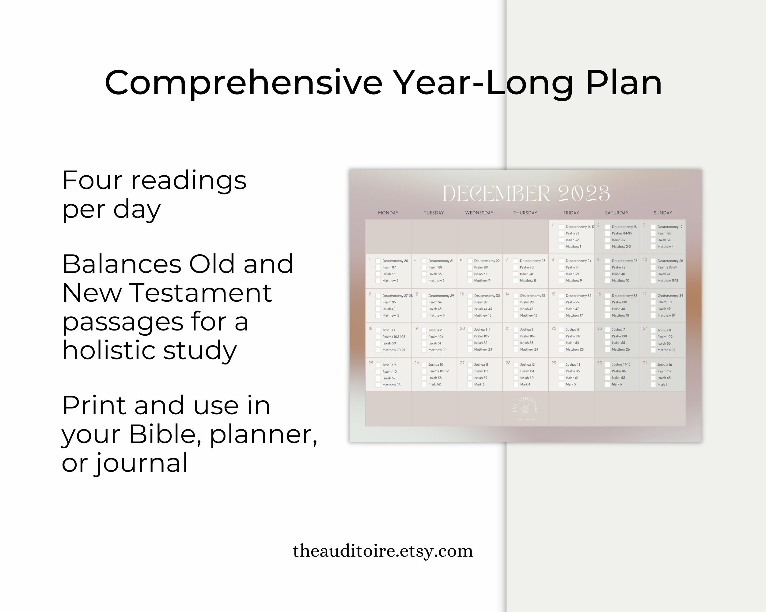 Printable Daily Bible Reading Plan 2023-2024 4 Readings per Day Read ...