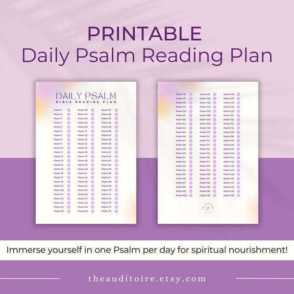 Psalm Reading Plan - Etsy