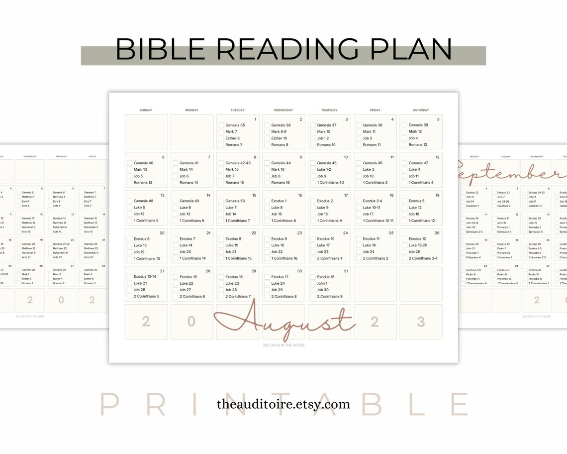 Printable Daily Bible Reading Plan Bible in a Year Bible - Etsy