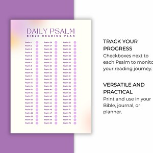Printable Daily Psalm Bible Reading Plan Psalm a Day Spiritual Growth ...