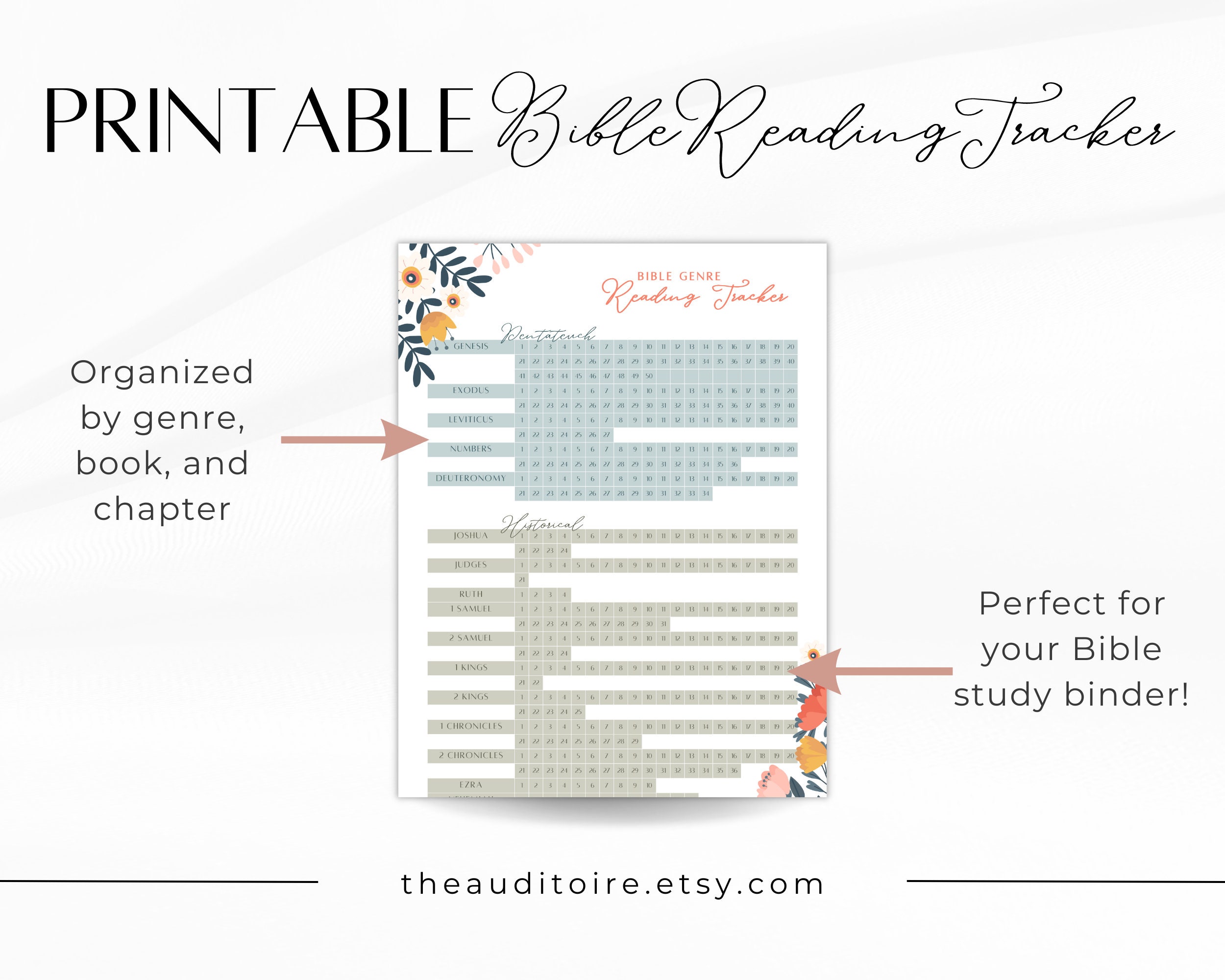 Printable Bible Reading Tracker Scripture Genres Bible Study Organizer ...