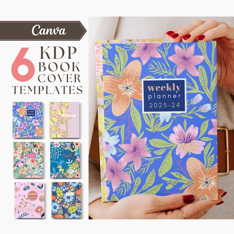 6 Amazon KDP Book Cover Templates, Editable in Canva, 6x 9 Paperback ...
