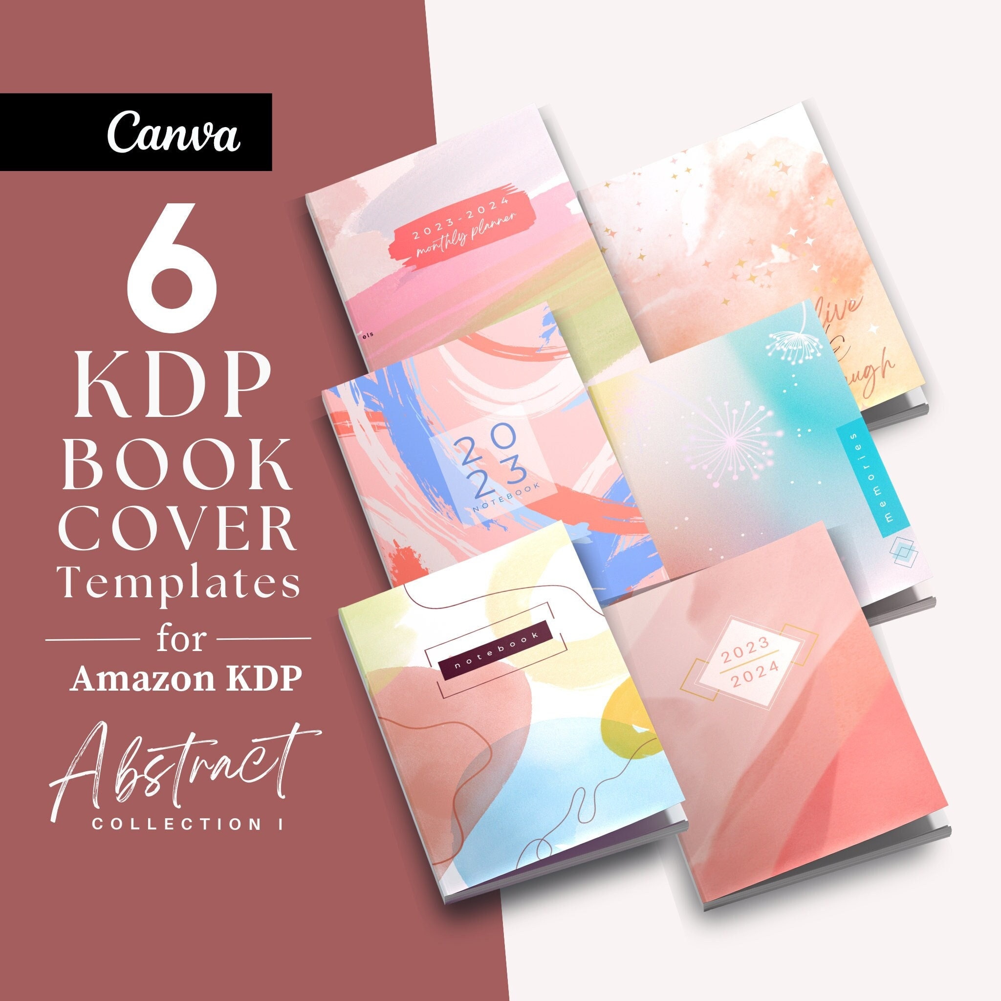 6 KDP Book Cover Templates, Editable in Canva, 6x 9 Paperback for 120 ...