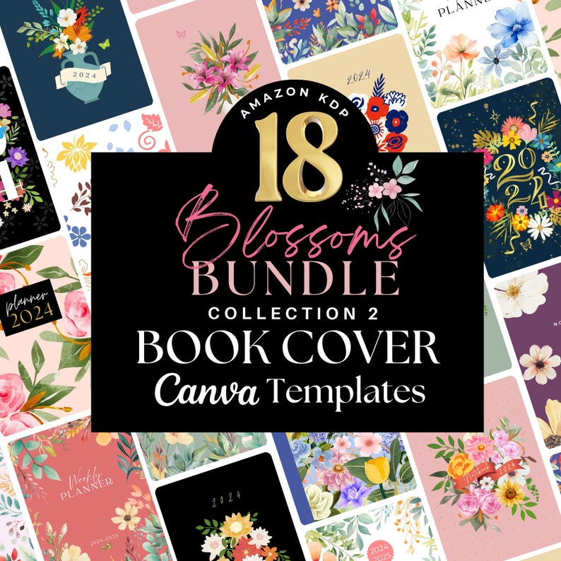 18 KDP Book Cover Templates Bundle 2 Editable in Canva 6”x 9" Paperback ...