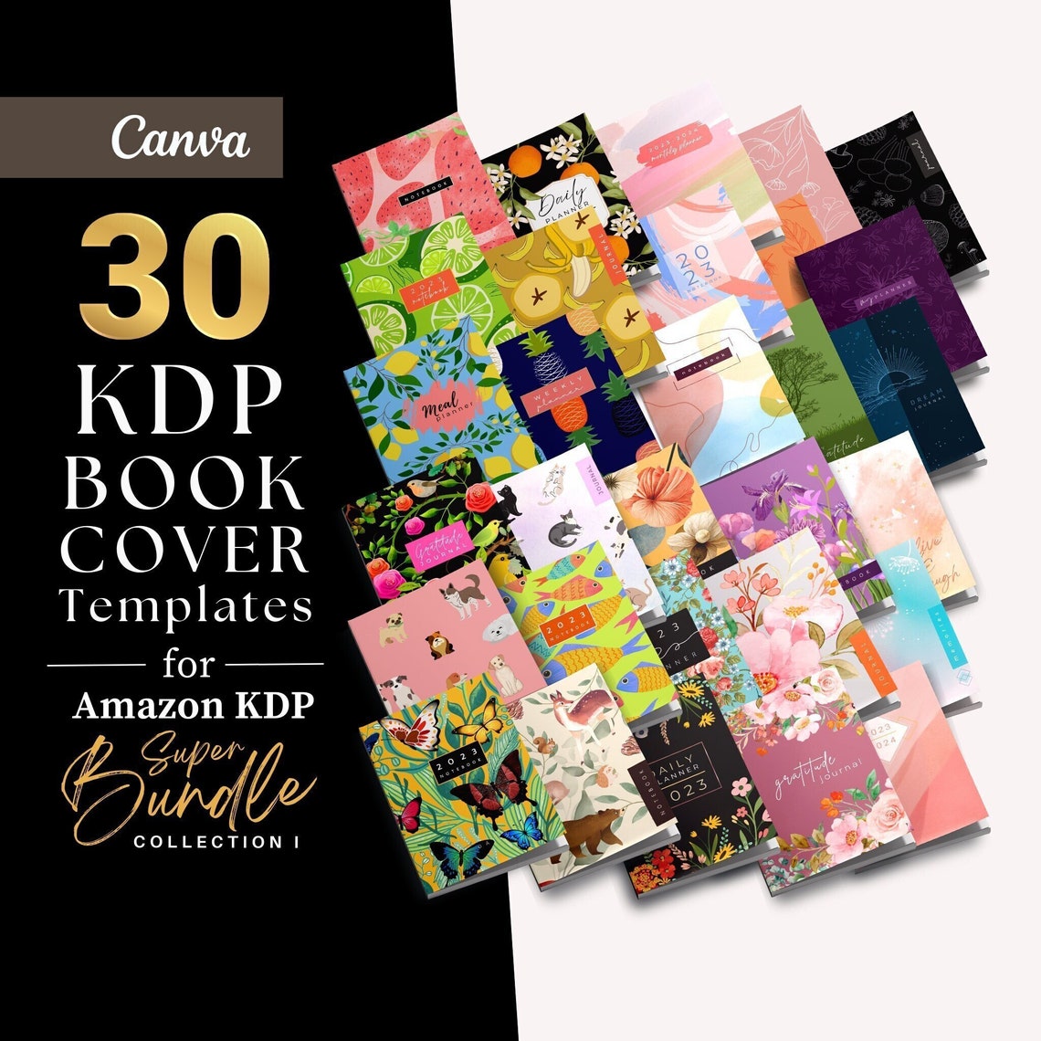 30 KDP Book Cover Templates Editable in Canva 6”x 9" Paperback for 120 ...